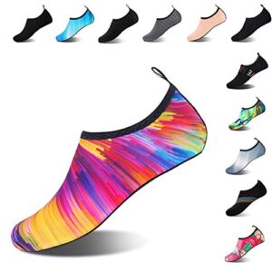 NING MENG Womens Mens Water Shoes Swimming Socks Barefoot Beach Pool Shoes Quick-Dry Aqua Yoga Socks Surf Beach Shoes(Colorful,5.5/6.5 Women,5/5.5 Men)