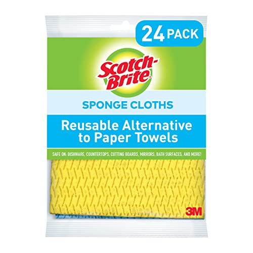 Scotch-Brite Sponge Cloth, Swedish Dish Cloths, Alternative to Reusable Paper Towels, 24 Sponge Cloths