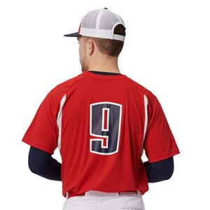 CHAMPRO Wild Card 2 Button Youth Baseball/Softball Jersey, Red, X-Large