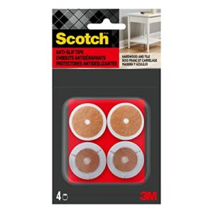 scotch chair tips, 24pcs chair leg floor protectors for hardwood floors, round, clear, 1″ (6-pack of 4 chair pads)