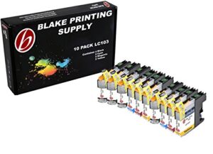 10 pack blake printing supply lc103 ink cartridges brother dcp-j152w mfc j245 j285dw j4310dw j4410dw j450dw j4510dw j4610dw j470dw j4710dw j475dw j650dw j6520dw j6720dw j6920dw j870dw j875dw