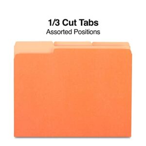 Staples 433680 Top-Tab File Folders 3-Tab Letter Size Orange 100/Box (433680)