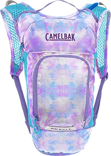 CamelBak Mini M.U.L.E. Kids Hydration Backpack for Hiking and Biking, 50 oz, Tie Dye/Pink