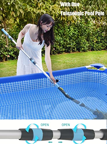 (2023 Upgrade) Efurden Handheld Pool Vacuum with Round Brush to Clean The Water Line, Rechargeable Pool Cleaner Perfect for Spas, Hot Tubs and Small Pools for Sand and Debris, Blue