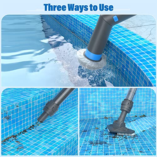 (2023 Upgrade) Efurden Handheld Pool Vacuum with Round Brush to Clean The Water Line, Rechargeable Pool Cleaner Perfect for Spas, Hot Tubs and Small Pools for Sand and Debris, Blue