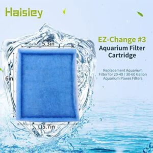 Haisiey EZ-Change #3 Aquarium Filter Cartridge for 20-40/30-60 Gallon Aquarium Power Filters Replacement Aquarium Filter Compatible with EZ-Change 3 Aquarium Filter Fish Tank Filter (4pcs)