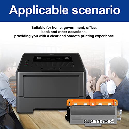 1 Black TN-750 TN750 Toner Cartridge Replacement for Brother HL-5440D 5450DN 5470DW 5470DWT 6180DW 6180DWT DCP-8110DN 8150DN 8155DN 8510DN MFC-8710DW 8810DW 8910DW 8950DW 8950DWT Printer Toner