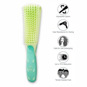 EZ Detangler Brush - Detangling Brush for All Texture Hair types from Kinky to Wavy, Thin to Thick. Detangler Brush. Wet Brush to detangle & style. Easy Detangling for Natural Curly Hair, 2A- 4C texture w/o the pain (Aqua Mist)