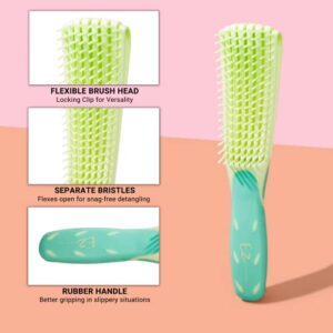 EZ Detangler Brush - Detangling Brush for All Texture Hair types from Kinky to Wavy, Thin to Thick. Detangler Brush. Wet Brush to detangle & style. Easy Detangling for Natural Curly Hair, 2A- 4C texture w/o the pain (Aqua Mist)