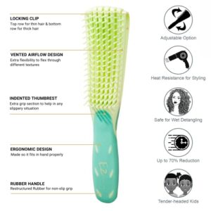 EZ Detangler Brush - Detangling Brush for All Texture Hair types from Kinky to Wavy, Thin to Thick. Detangler Brush. Wet Brush to detangle & style. Easy Detangling for Natural Curly Hair, 2A- 4C texture w/o the pain (Aqua Mist)