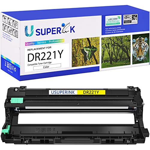 USUPERINK Compatible Drum Unit Replacement for Brother DR221 DR-221 DR221Y DR-221Y to use with HL-3140CW HL-3170CDW HL-3150CDN MFC-9130CW MFC-9330CDW MFC-9340CDW(Yellow, 1 Pack)