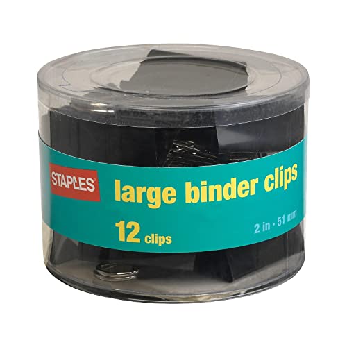 Staples 180617 Binder Clips, Large 2-Inch Size, 1-Inch Capacity, Black, 288/Ct