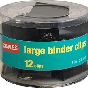 Staples 180617 Binder Clips, Large 2-Inch Size, 1-Inch Capacity, Black, 288/Ct