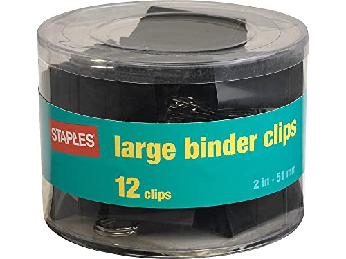 Staples 180617 Binder Clips, Large 2-Inch Size, 1-Inch Capacity, Black, 288/Ct