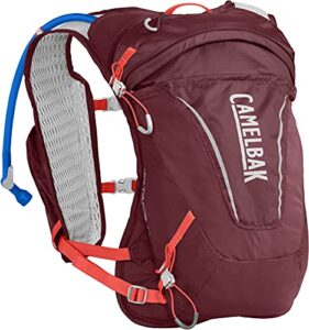 camelbak women’s octane 9 hydration pack 70 oz, burgundy/hot coral