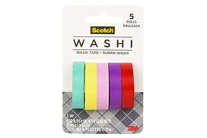 scotch washi tape, tropical design, 5 rolls,  great for bullet journaling, scrapbooking and diy décor (c1017-5-p2)