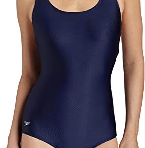 Speedo Women's Swimsuit One Piece PowerFlex Ultraback Solid Speedo Navy, 12