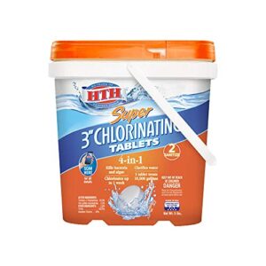 hth 42033 super 3″ chlorinating tablets swimming pool chlorine, 5 lbs