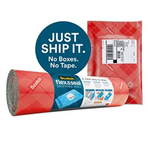 scotch flex and seal shipping roll, 10 ft x 15 in, red edition, easy packaging alternative to poly mailers, shipping bags, bubble mailers, padded envelopes, boxes (fs-1510-hol)