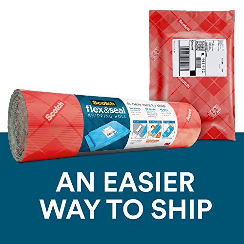 Scotch Flex and Seal Shipping Roll, 10 Ft x 15 in, Red Edition, Easy Packaging Alternative to Poly Mailers, Shipping Bags, Bubble Mailers, Padded Envelopes, Boxes (FS-1510-HOL)