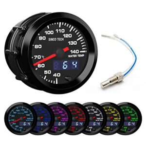 sinco tech water temperature gauge 52mm car meter digital display pointer 7 colors led water temp gauge kit 12v universal (water temp gauge)…