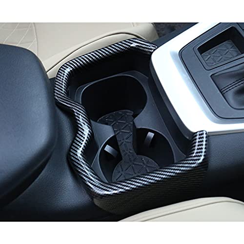 Xotic Tech Inner Water Cup Holder Panel Frame Cover Trim, Carbon Fiber Pattern, Compatible with Toyota RAV4 2019-2022