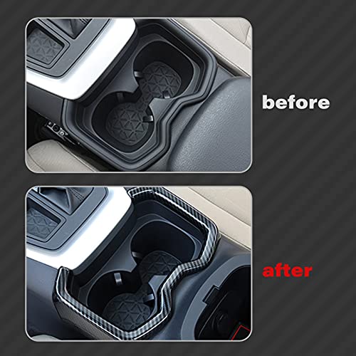 Xotic Tech Inner Water Cup Holder Panel Frame Cover Trim, Carbon Fiber Pattern, Compatible with Toyota RAV4 2019-2022