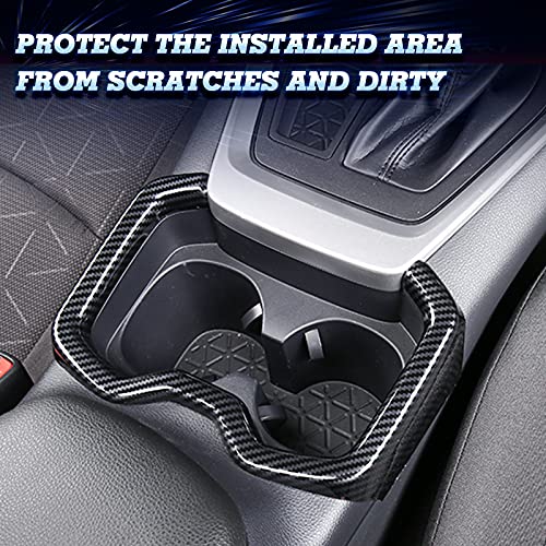 Xotic Tech Inner Water Cup Holder Panel Frame Cover Trim, Carbon Fiber Pattern, Compatible with Toyota RAV4 2019-2022