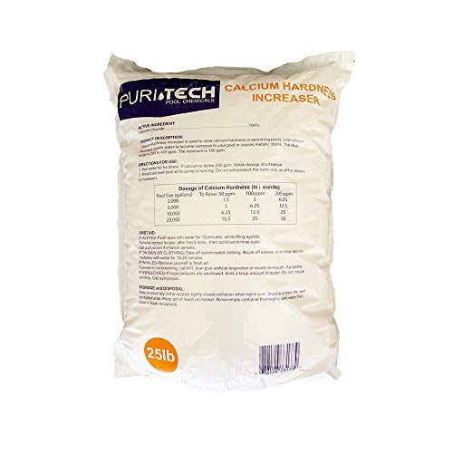 Puri Tech Pool Chemicals 25 lb Calcium Hardness Increaser Plus for Swimming Pools & Spas Increases Calcium Hardness Levels Prevents Surface Staining