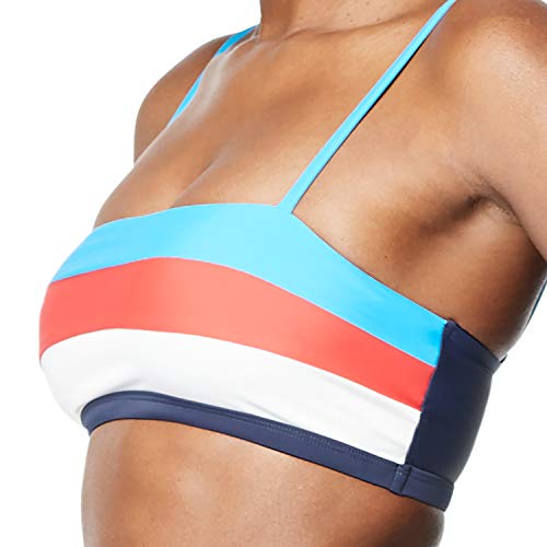 Speedo Women's Standard Swimsuit Bikini Top Adjustable Square Neck, Bittersweet, Medium