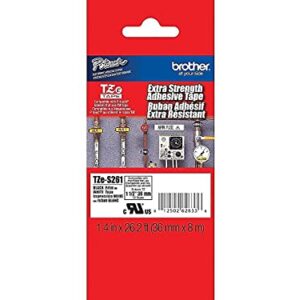 Brother Tzes261 Tz Extra-Strength Adhesive Laminated Labeling Tape, 1-1/2-Inch W, Black On White