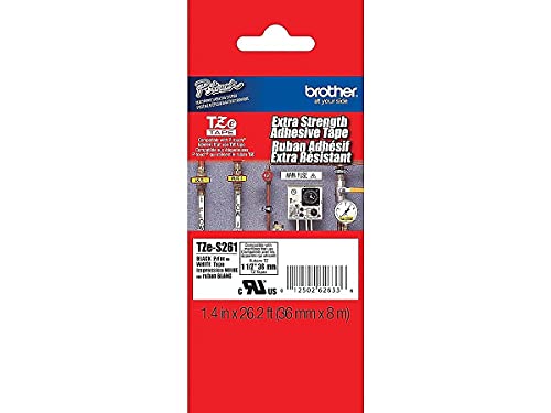 Brother Tzes261 Tz Extra-Strength Adhesive Laminated Labeling Tape, 1-1/2-Inch W, Black On White