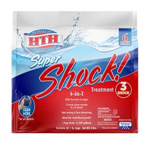 hth 52023 super shock treatment swimming pool chlorine cleaner, 1 lb (pack of 6)