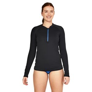 speedo women’s standard uv swim shirt long sleeve half zip rashguard, anthracite, x-large