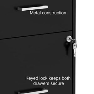 STAPLES 2806262 2-Drawer Vertical File Cabinet Locking Letter Black 18-Inch D (52149)