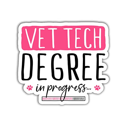 MAIANEY 3Pcs/Pack - Vet Tech Degree in Progress Stickers Funny Vet Tech Veterinarian Sticker for Laptop Water Bottle Phone Car Van Bumper Window, Stickers 3x4 inch