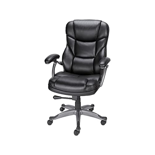 STAPLES Osgood High-Back Bonded Leather Manager Chair, Black, 2/Pack (61305-Ccvs)