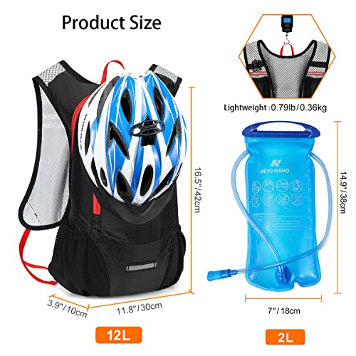 Lightweight Hydration Backpack, Running Backpack with 2L Water Bladder, Hydro Water Daypack for Cycling Hiking Rave for Men Women