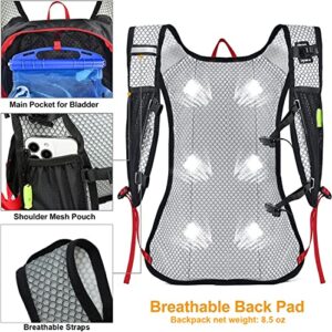 Lightweight Hydration Backpack, Running Backpack with 2L Water Bladder, Hydro Water Daypack for Cycling Hiking Rave for Men Women