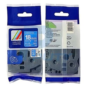 IDIK 1PK White on Blue Standard Laminated Label Tape Compatible for Brother P-Touch TZe-545 TZ545 TZe545(18mm x 8m)