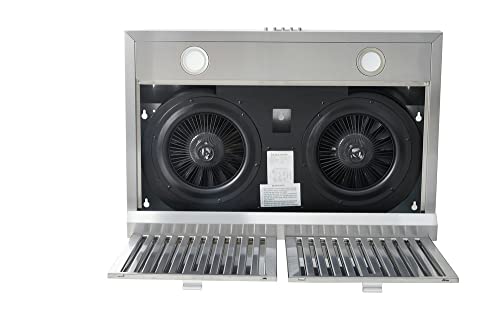 HTH HTHomeprod 30 Inch Under Cabinet Range Hood Powerful Dual Motor 3 Speed 480 CFM Stainless Steel Filter