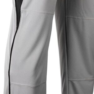 CHAMPRO boys Champro Youth Triple Crown Open Bottom Baseball Pant w Geometric Side Insert, Grey,black, Large