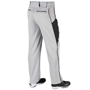 CHAMPRO boys Champro Youth Triple Crown Open Bottom Baseball Pant w Geometric Side Insert, Grey,black, Large