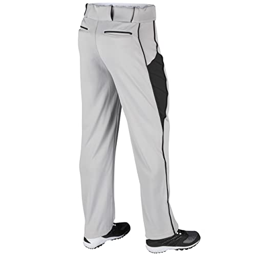 CHAMPRO boys Champro Youth Triple Crown Open Bottom Baseball Pant w Geometric Side Insert, Grey,black, Large