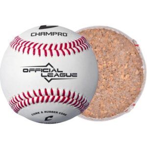 CHAMPRO CBB-40 Genuine Leather Cover Baseballs in a Black Bucket – 30 Balls and one Rods Can Sleeve Included.