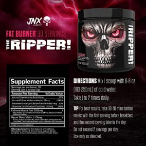 JNX SPORTS The Ripper! Fat Burner Dietary Supplement with Super Thermogenesis, Appetite Control & Extreme Energy, Men & Women | Raspberry Lemonade | 30 SRV