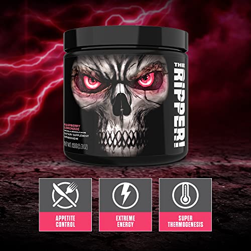 JNX SPORTS The Ripper! Fat Burner Dietary Supplement with Super Thermogenesis, Appetite Control & Extreme Energy, Men & Women | Raspberry Lemonade | 30 SRV