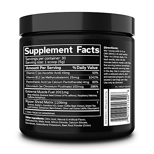 JNX SPORTS The Ripper! Fat Burner Dietary Supplement with Super Thermogenesis, Appetite Control & Extreme Energy, Men & Women | Raspberry Lemonade | 30 SRV