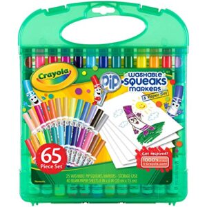 crayola pip squeaks marker set (65ct), washable markers for kids, portable art case, coloring for toddlers, ages 4+