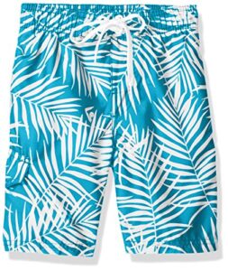 kanu surf boys line up quick dry upf 50+ beach swim trunk, palma aqua, 3t